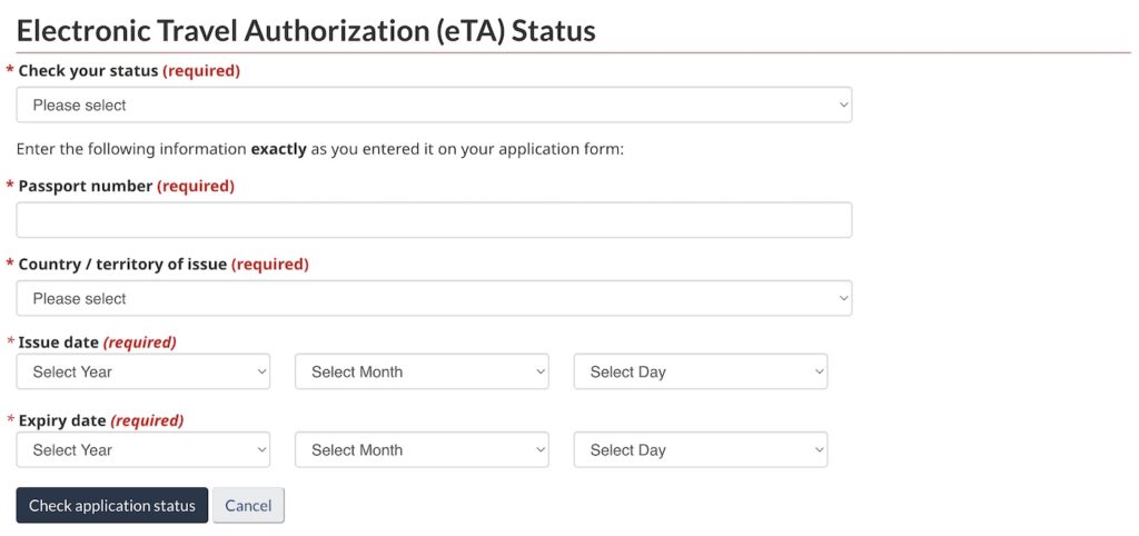 eTA víza - Kanada a cestovní povolení a registrace ETA vízum